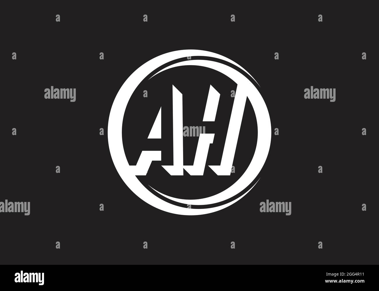 AH logo design template. This logo icon incorporate with abstract shape ...