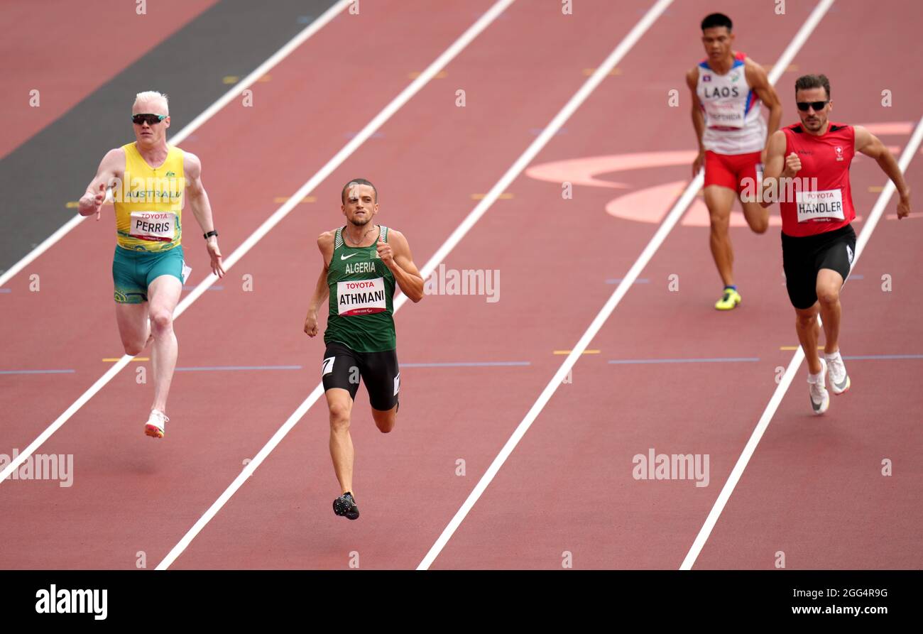 Algeria's Skander Djamil Athmani (second left) wins the Men's 100 ...