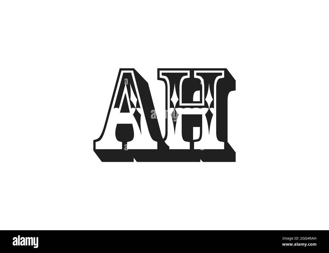AH logo design template. This logo icon incorporate with abstract shape ...