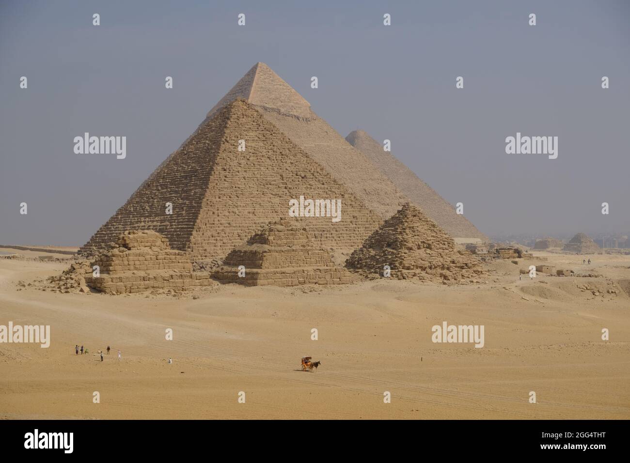 Egypt Cairo - The three main pyramids at Giza together with subsidiary ...