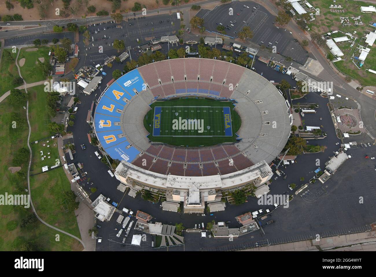 An aerial view of the Rose Bowl, Friday, Aug. 27, 2021, in Pasadena ...