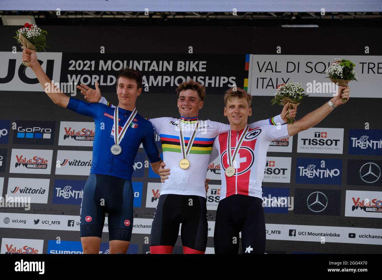 Daolasa, Commezzadura, Italy, August 28, 2021, Podium of U23 UCI MTB ...