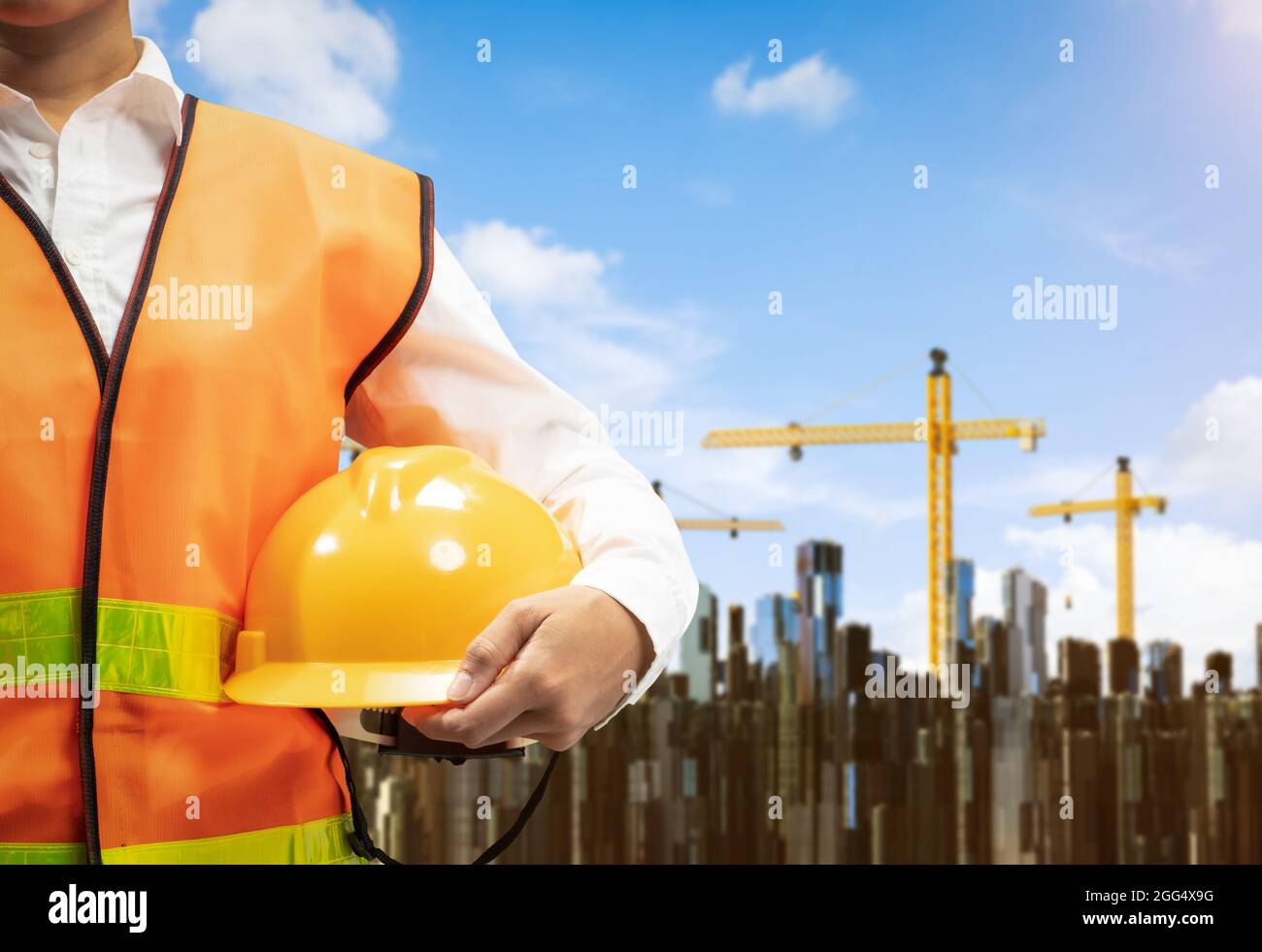 Construction business with civil engineer and construction site Stock ...