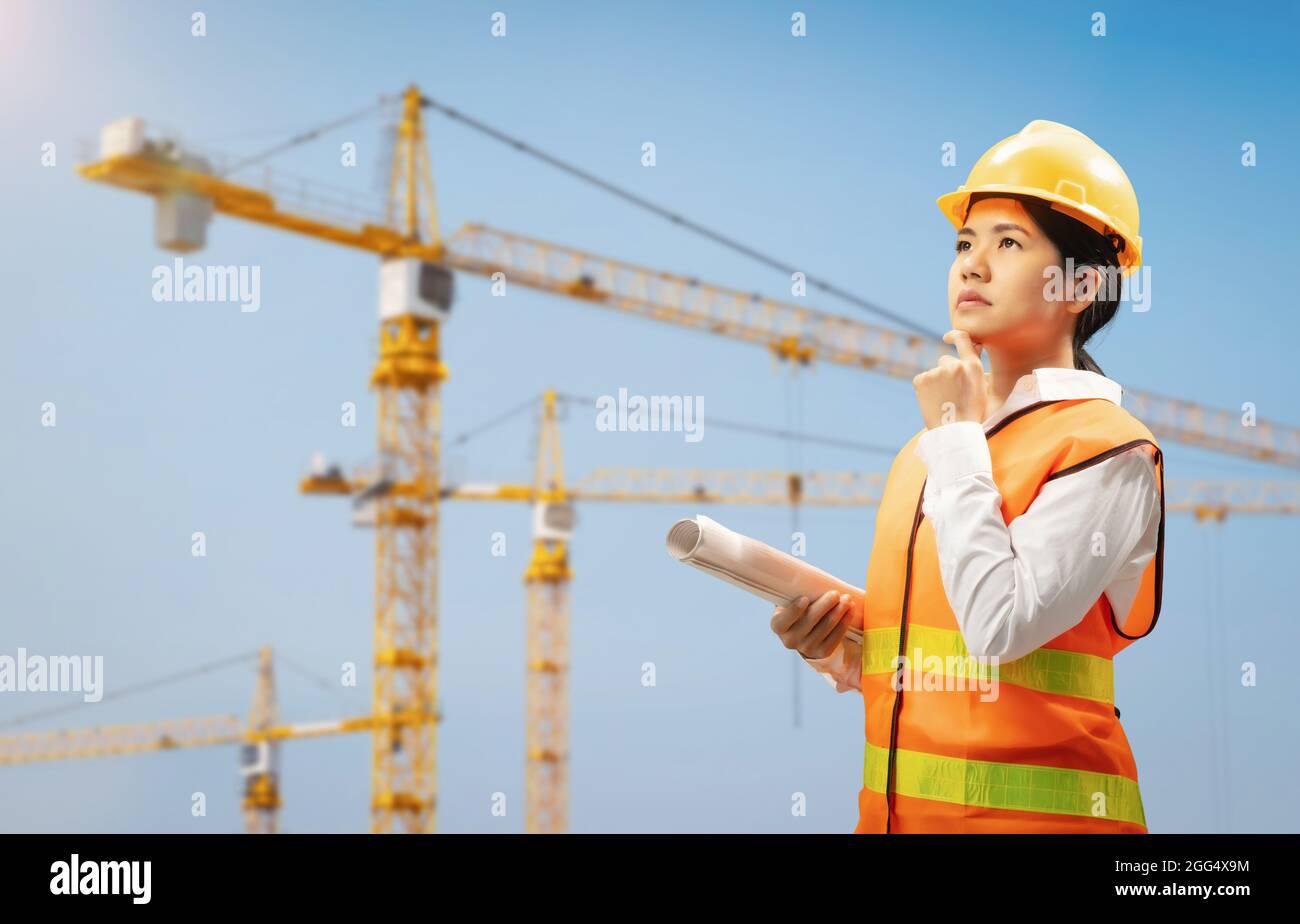 Construction business with civil engineer and construction site Stock ...