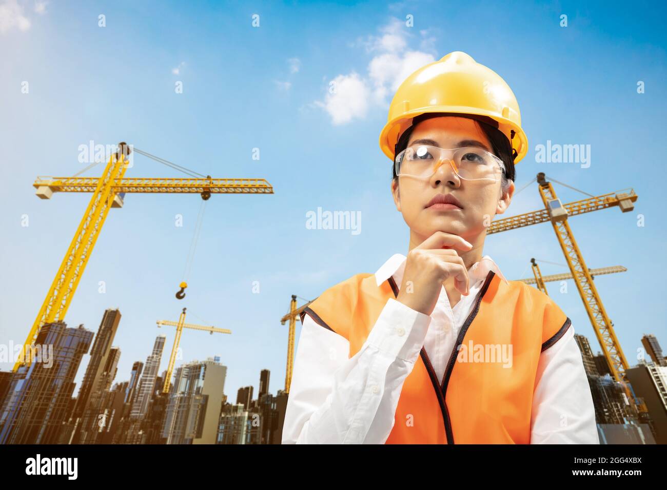 Construction business with civil engineer and construction site Stock ...
