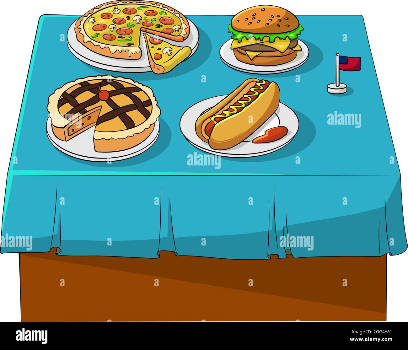 Cartoon vector illustration of an American foods assortment Stock ...