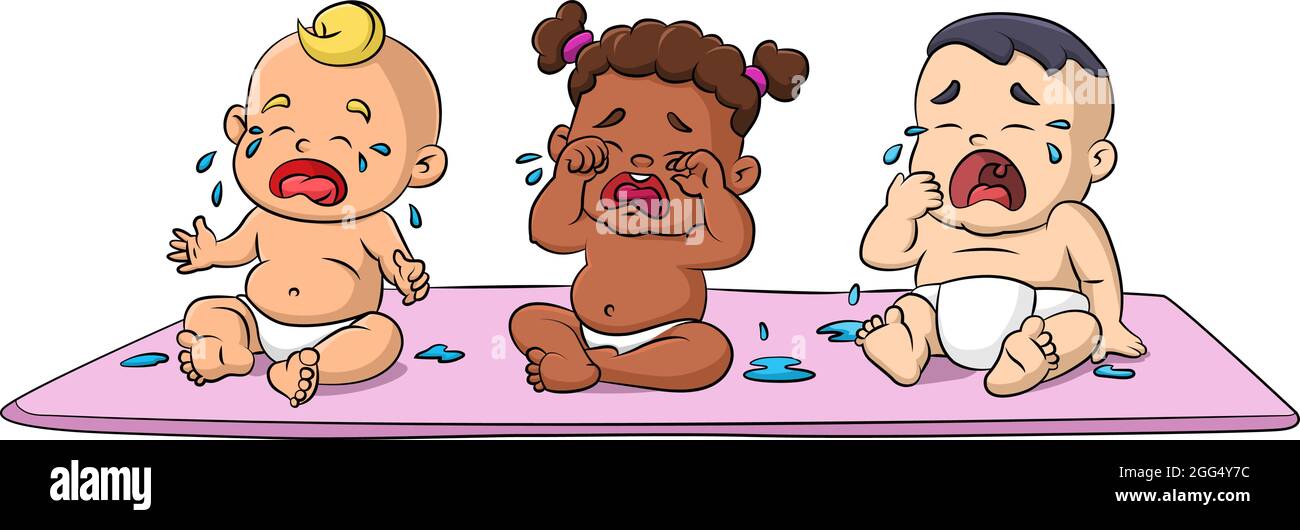 Cartoon vector illustration of three babies crying Stock Vector Image ...