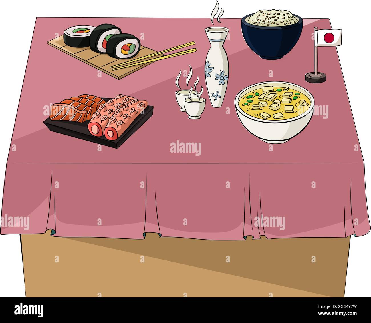 Cartoon vector illustration of a Japanese foods assortment Stock Vector ...