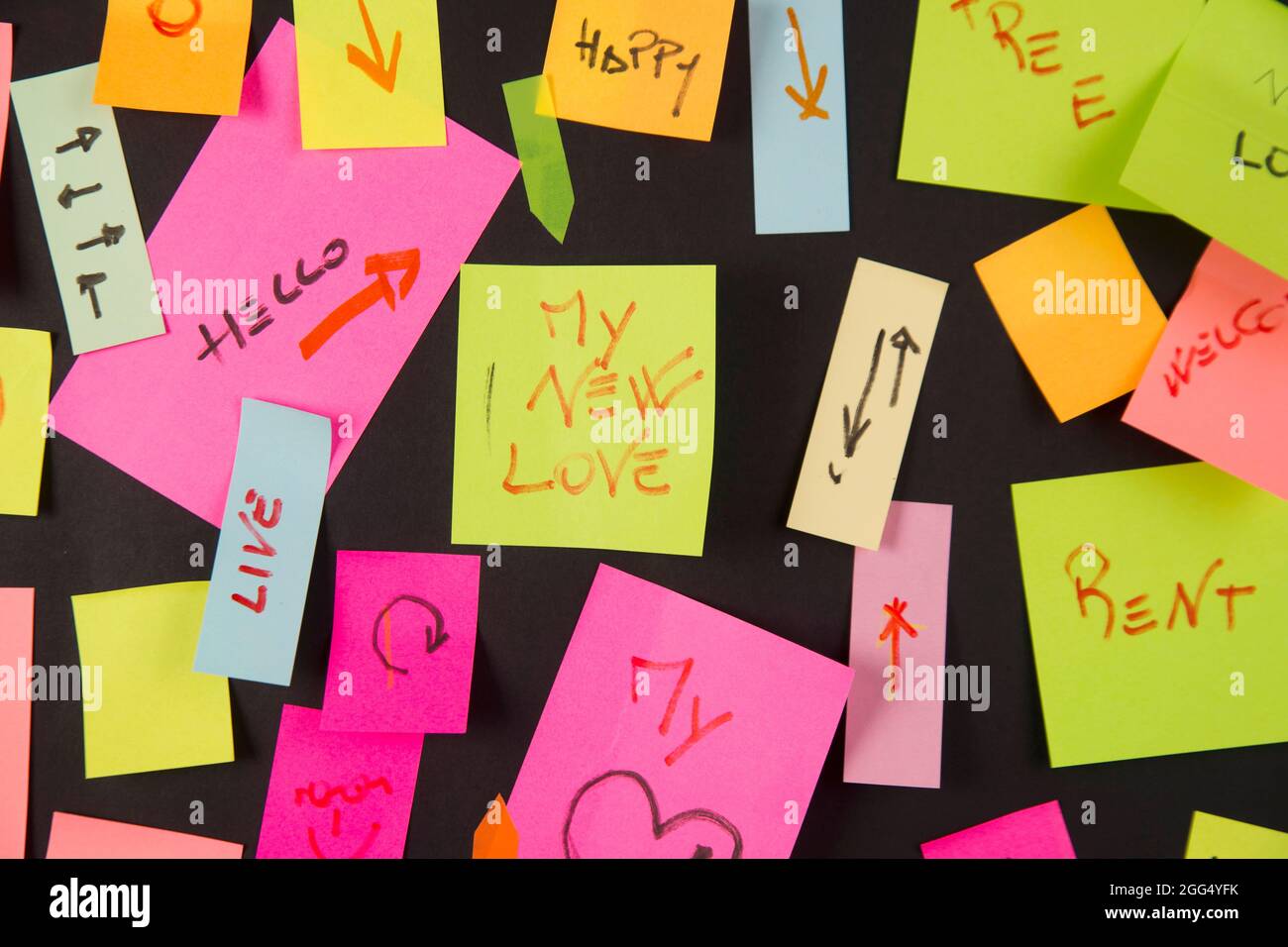 Small sheets of colored paper to write on the notes Stock Photo - Alamy