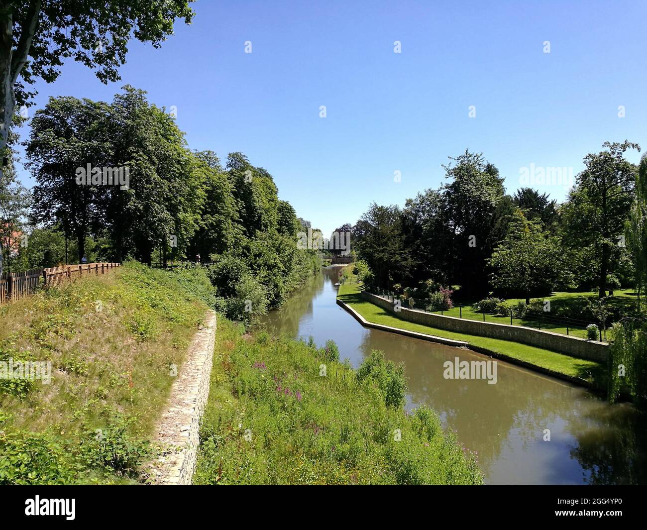 The water channel next to a park with beautiful landscape Stock Photo ...