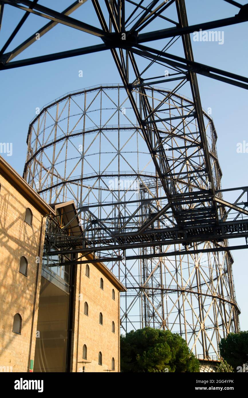 Old iron structure in Rome Italy, which was used to store gas for city ...
