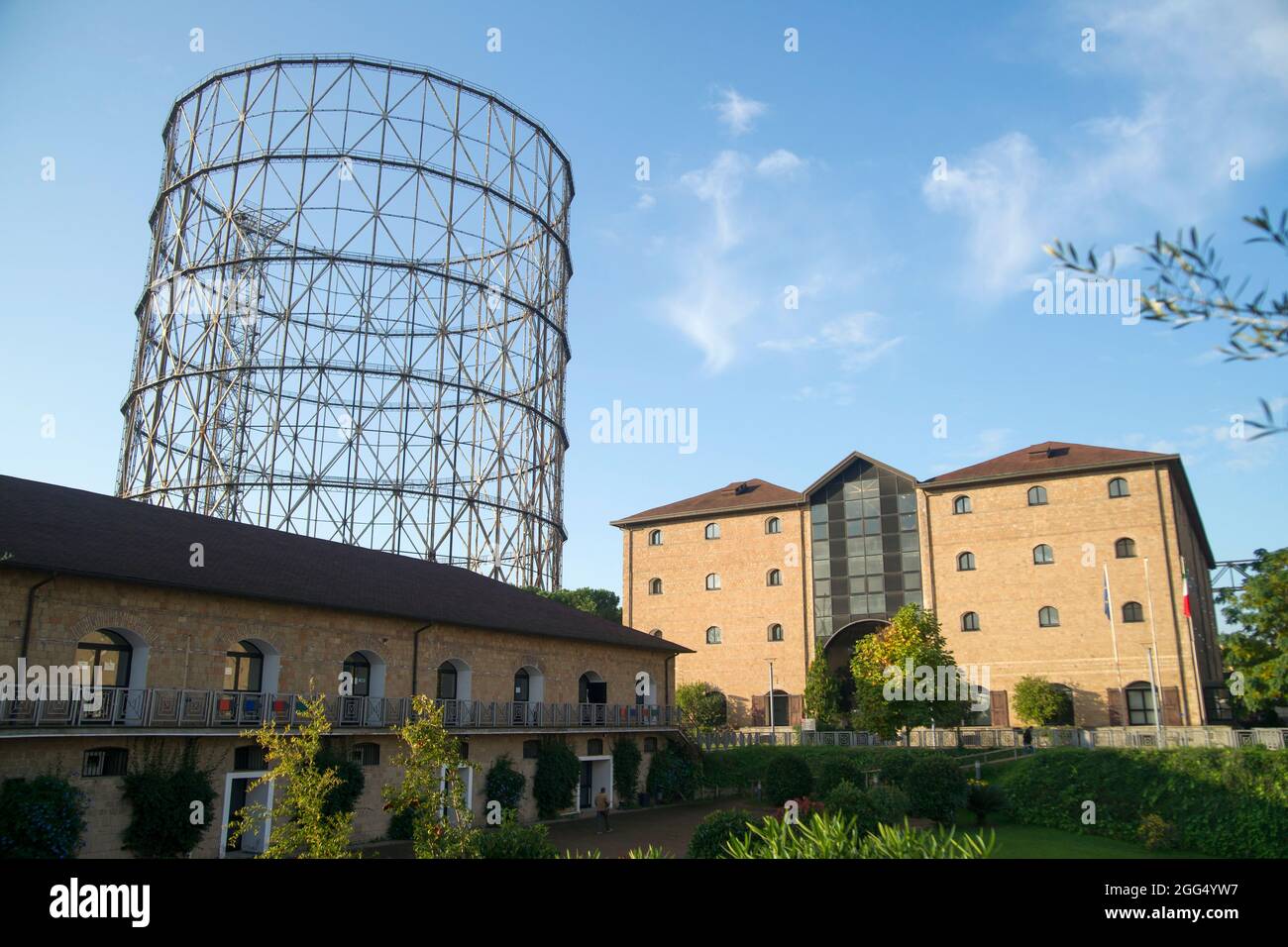 Old iron structure in Rome Italy, which was used to store gas for city ...