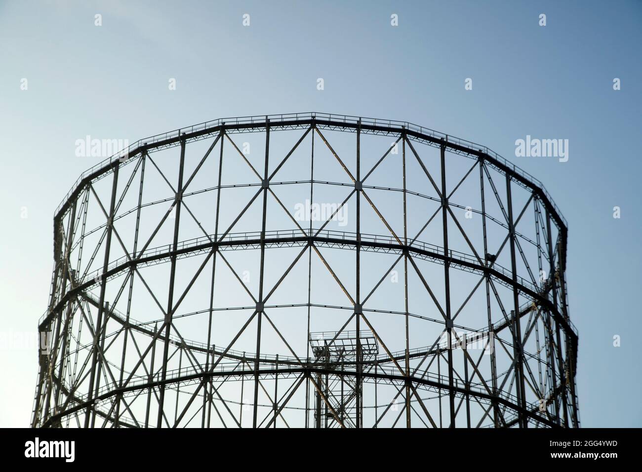 Old iron structure in Rome Italy, which was used to store gas for city ...