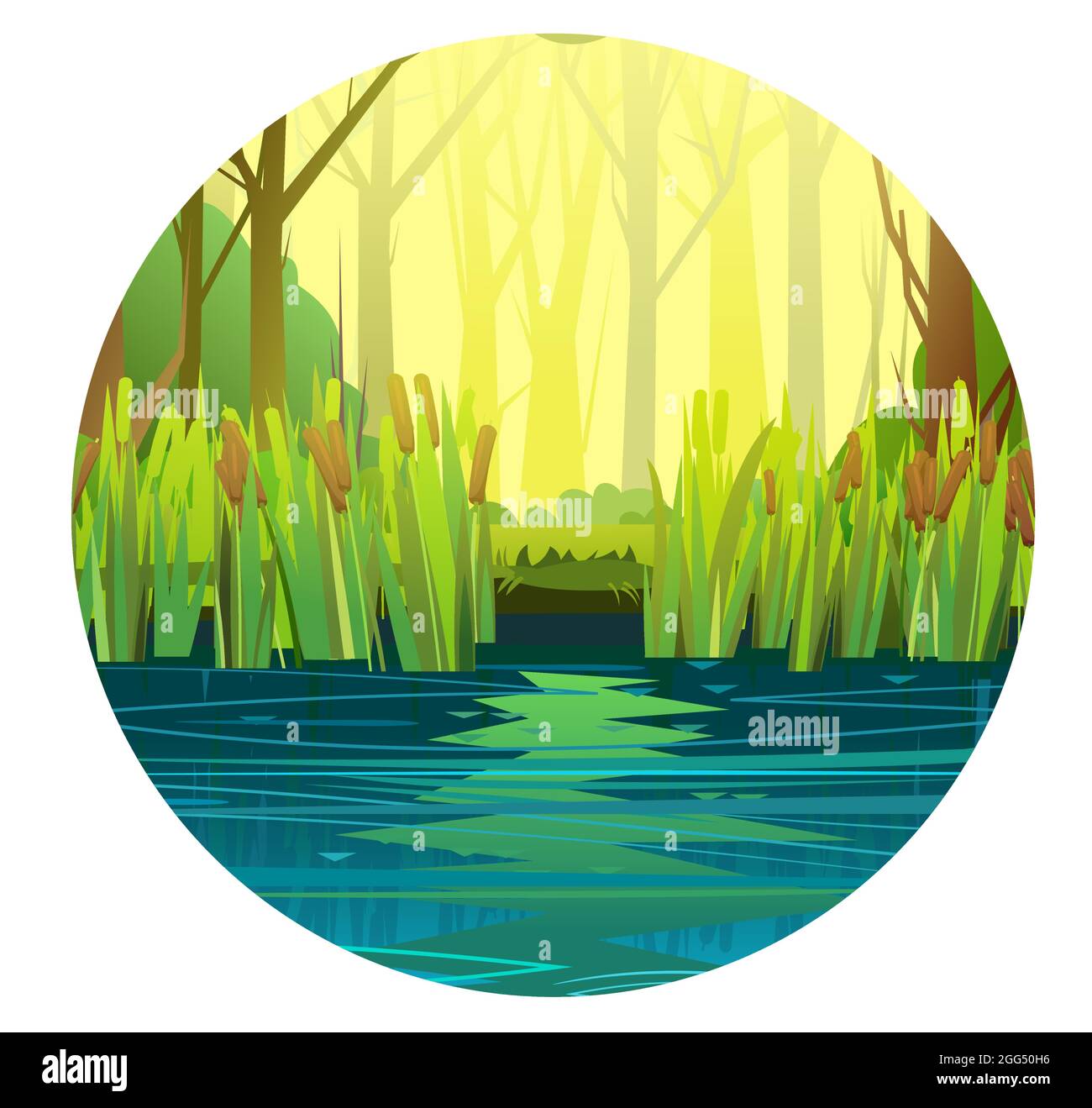 Misty summer morning Stock Vector Images - Alamy