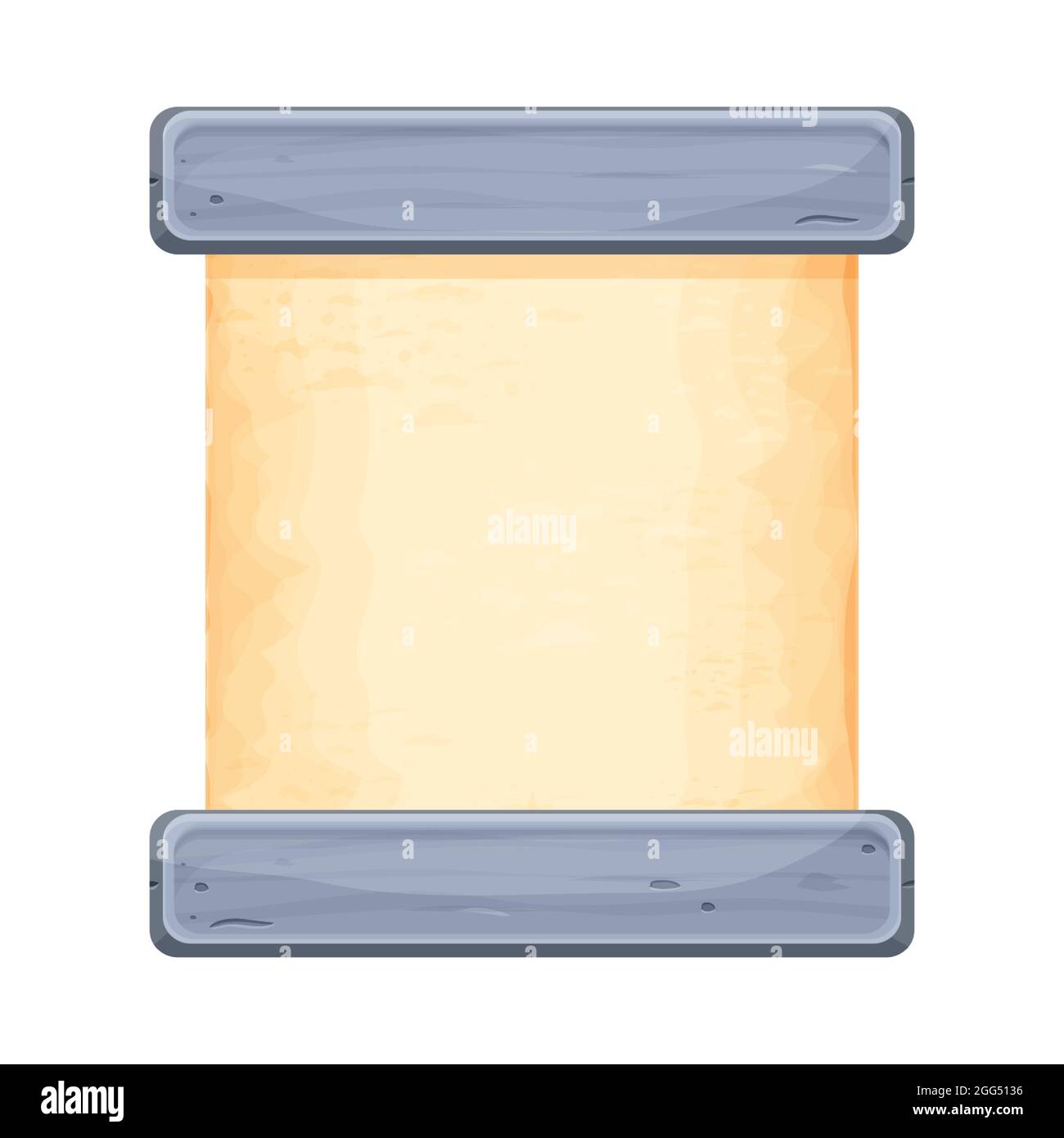 Frame with stone and parchment in cartoon style isolated on white ...