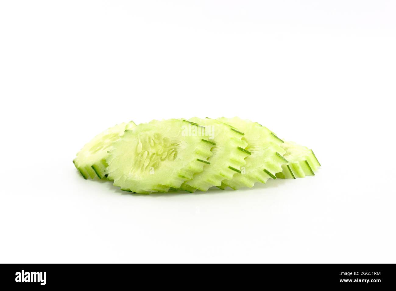 Salad cucumber slices section, vegetable nature dieting isolated on ...