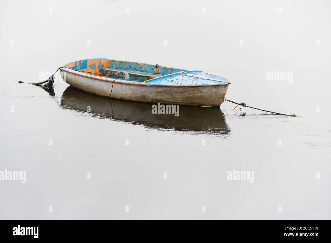 Boat in sea water for tranquility calm peace and mindfulness Stock ...