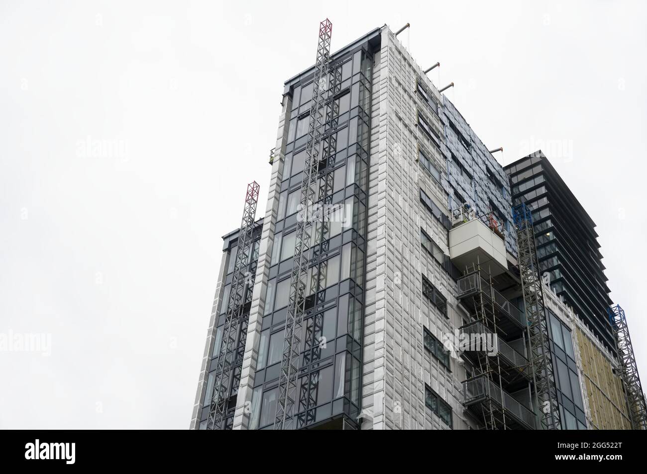 High rise residential building of flats with cladding being replaced ...