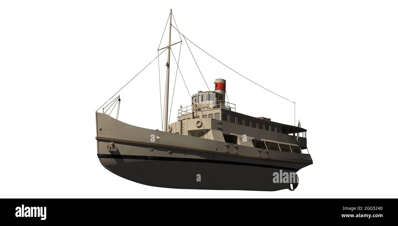 Steamship isolated on white background 3d illustration Stock Photo - Alamy