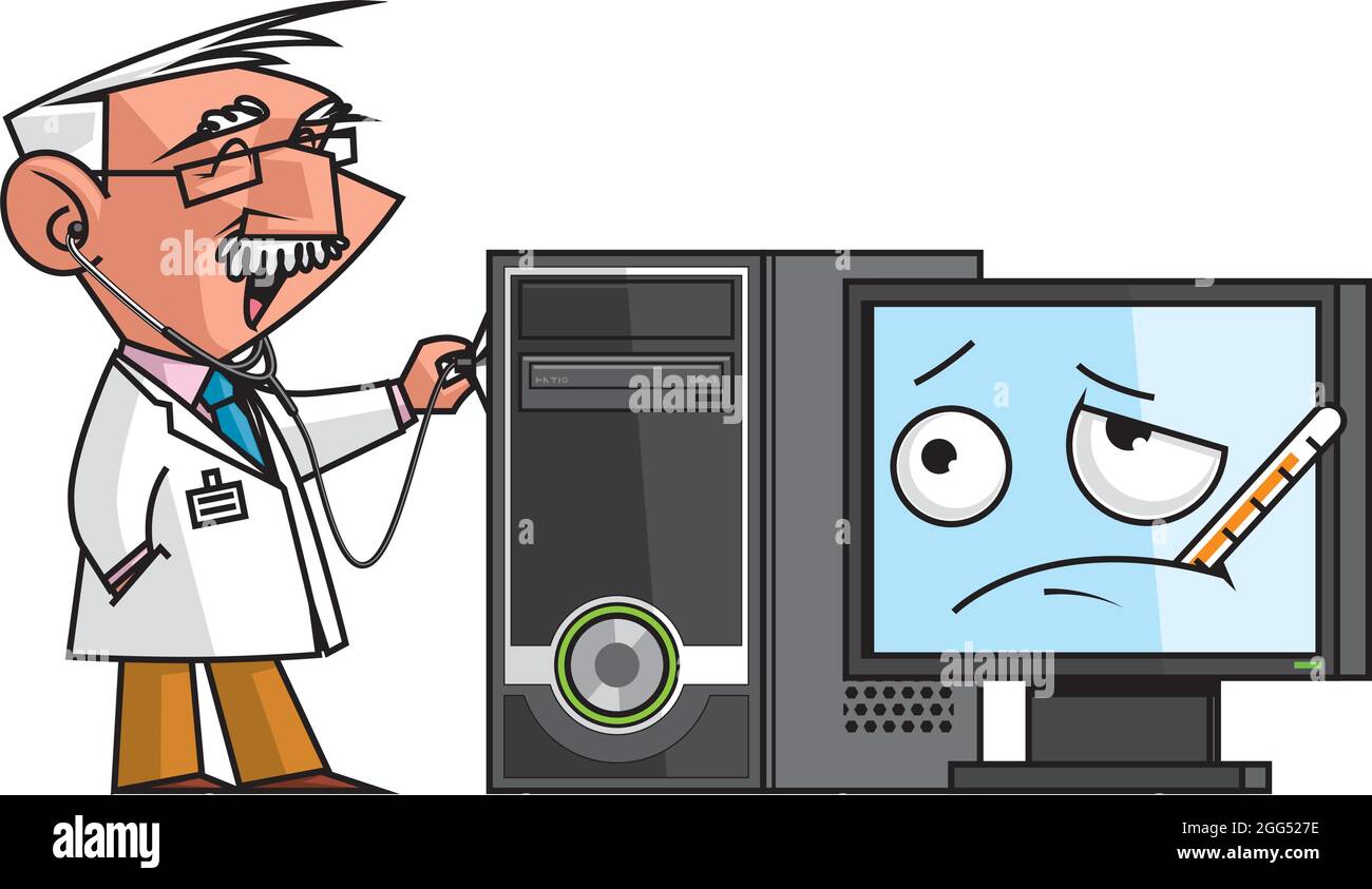 Vector illustration Doc auscultating the pc Stock Vector Image & Art ...
