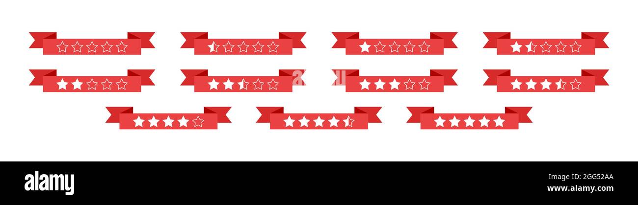 set of red ribbons with rating stars. Flat style Stock Vector Image ...