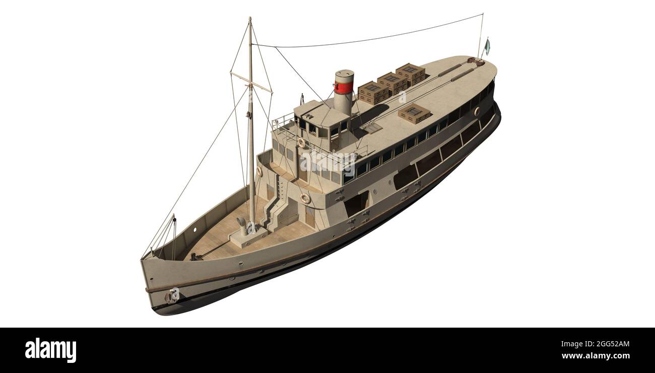 Steamship isolated on white background 3d illustration Stock Photo - Alamy