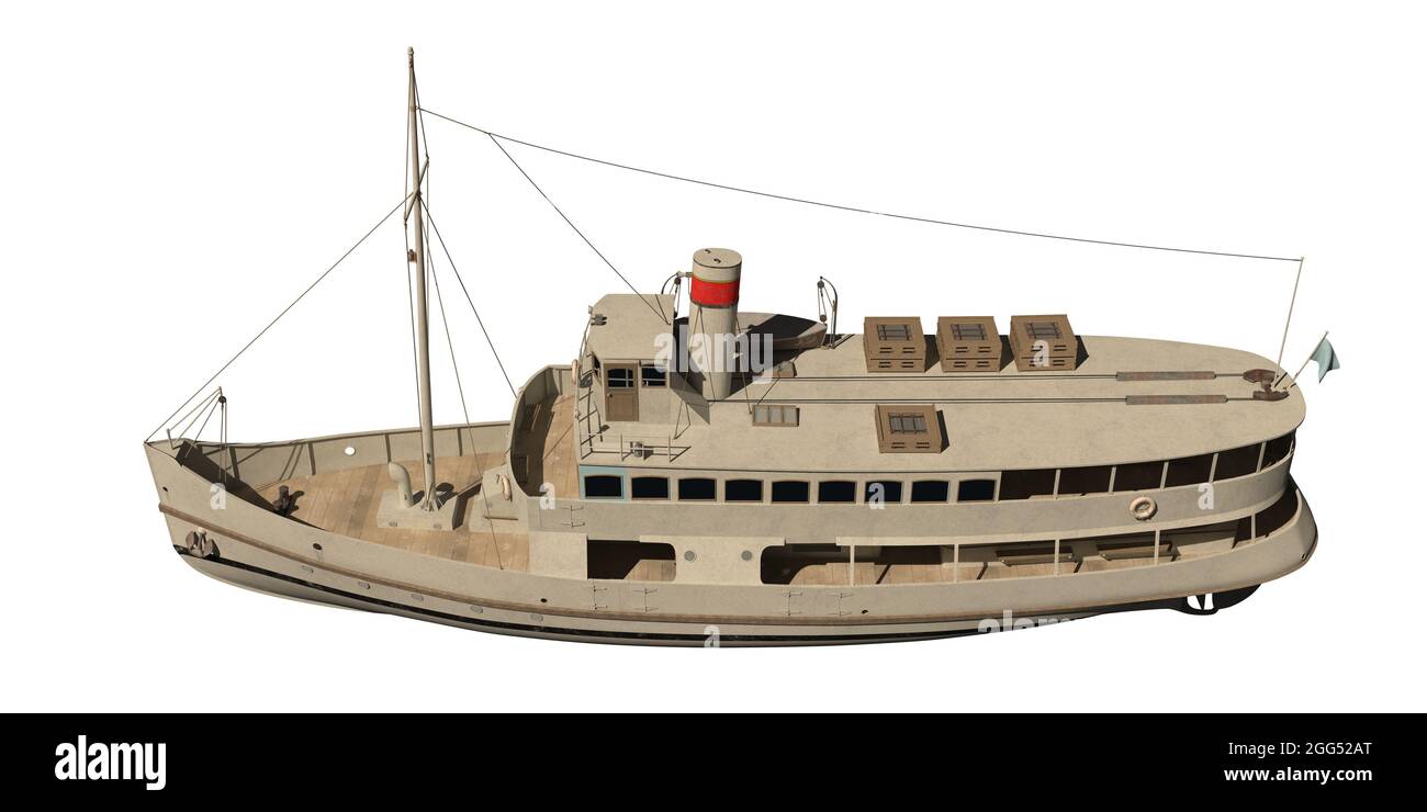 Steamship isolated on white background 3d illustration Stock Photo - Alamy