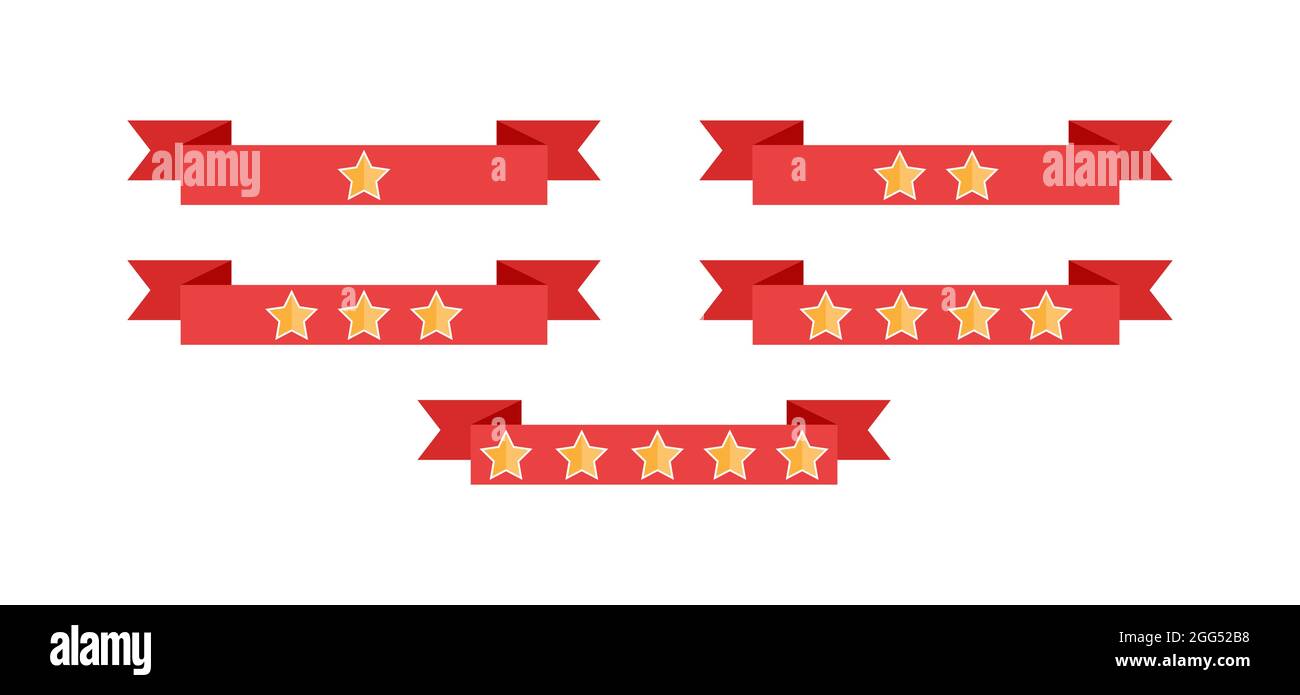 set of red ribbons with rating stars. Flat style Stock Vector Image ...