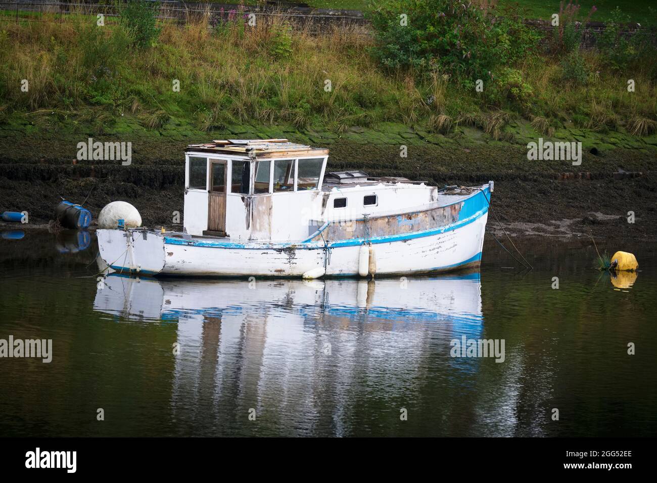Boat in sea water for tranquility calm peace and mindfulness Stock ...