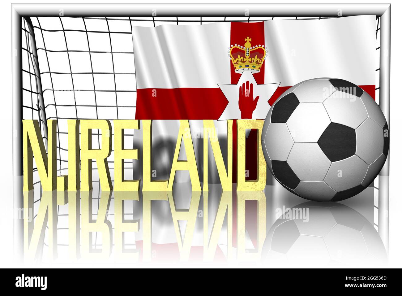 Northern Ireland. National flag with soccer ball in the foreground ...