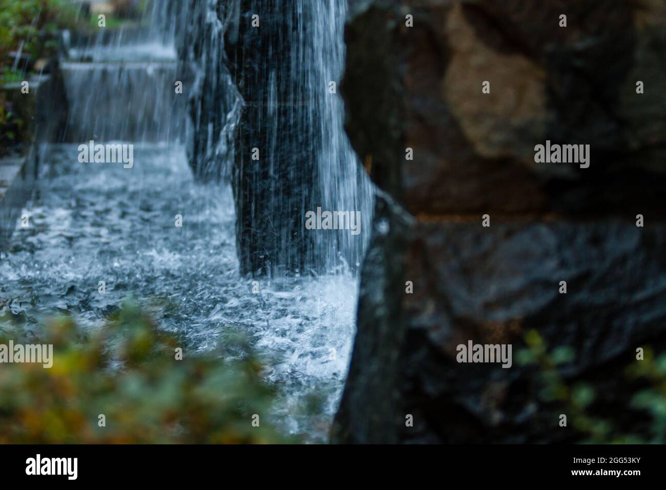 Waterfall at Guan Dao Guan Ying Temple, a Buddhist temple in New Taipei ...