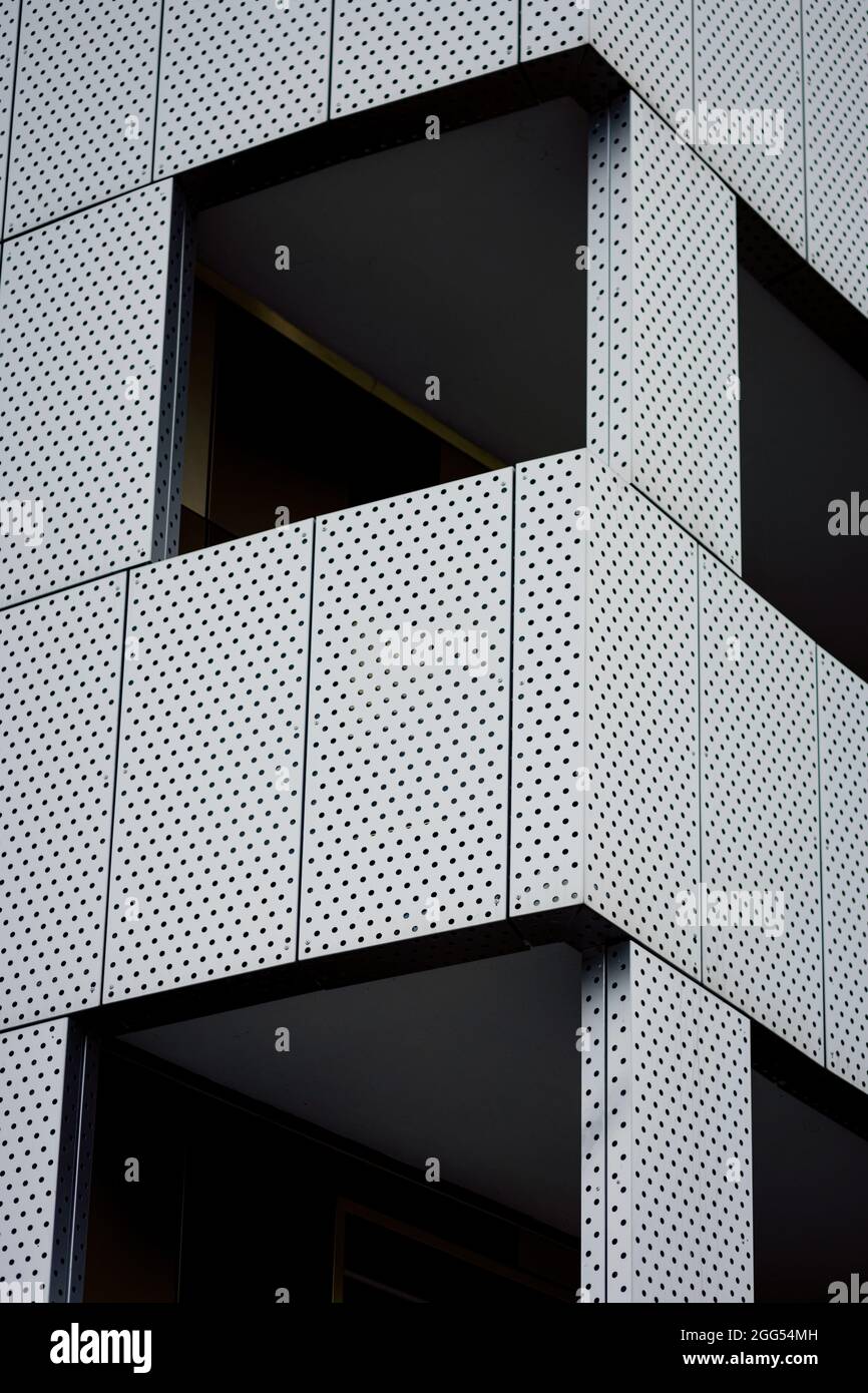 Minimalistic office building. Futuristic architecture. Simple shape ...