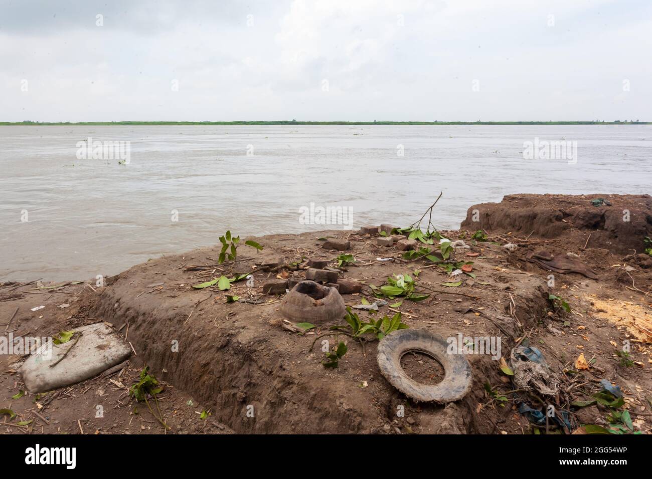A view of a bank of the River Padma in Tongibari, Munshiganj district ...