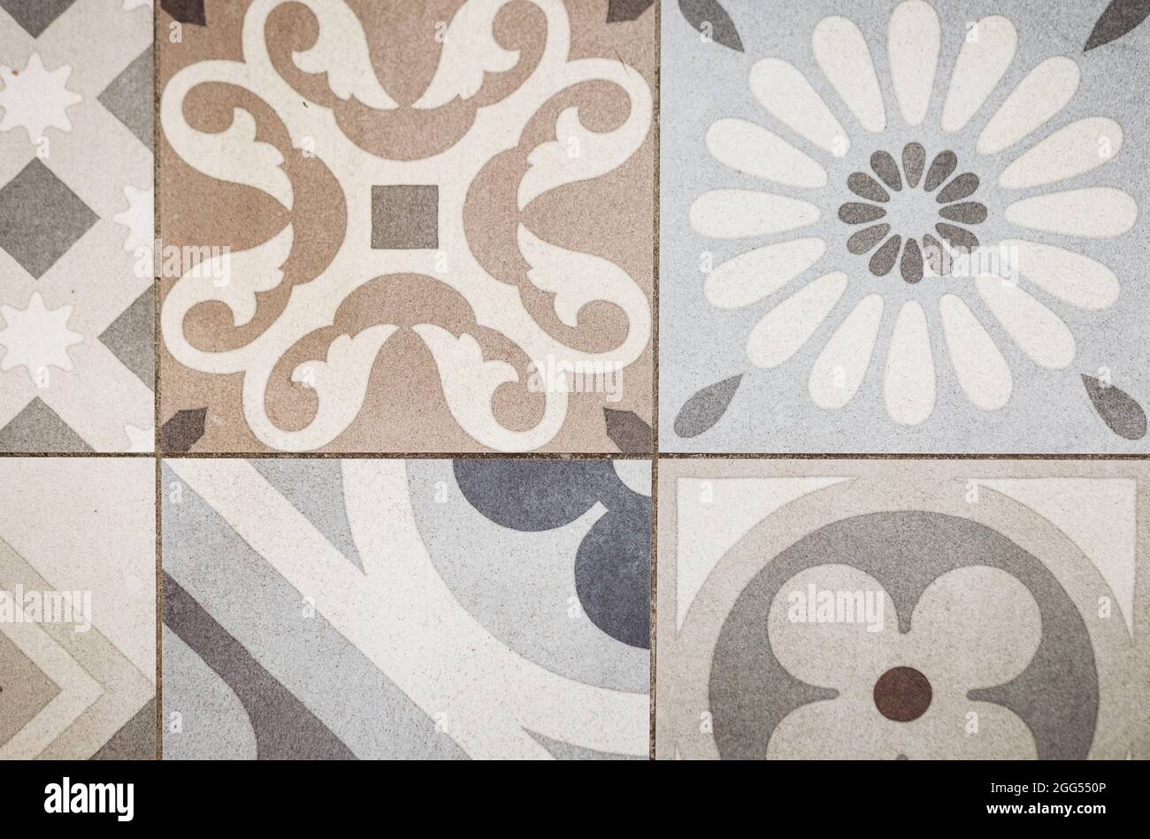 vintage old ceramic tiles wall decoration and background. decoration ...