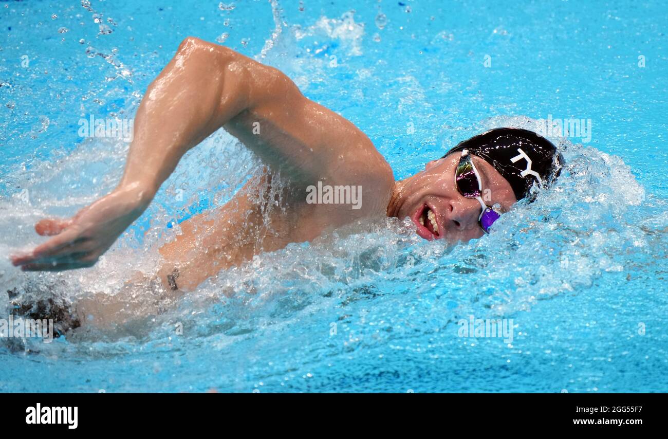 USA’s Evan Austin competes in the Men's 400m Freestyle - S7 during the ...