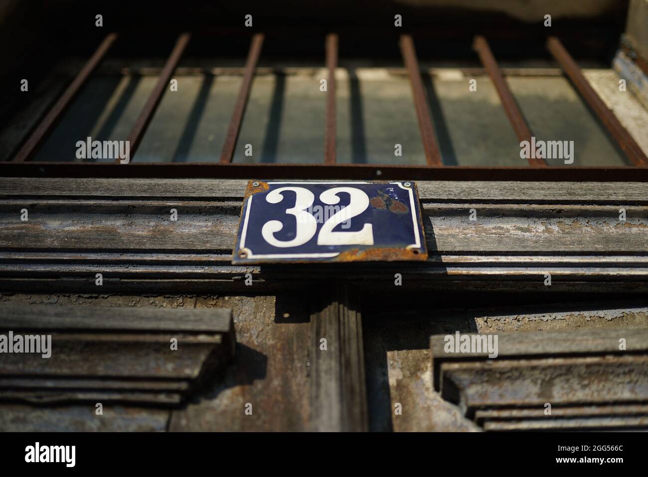A selective of the upper wall of the door with the number Stock Photo ...