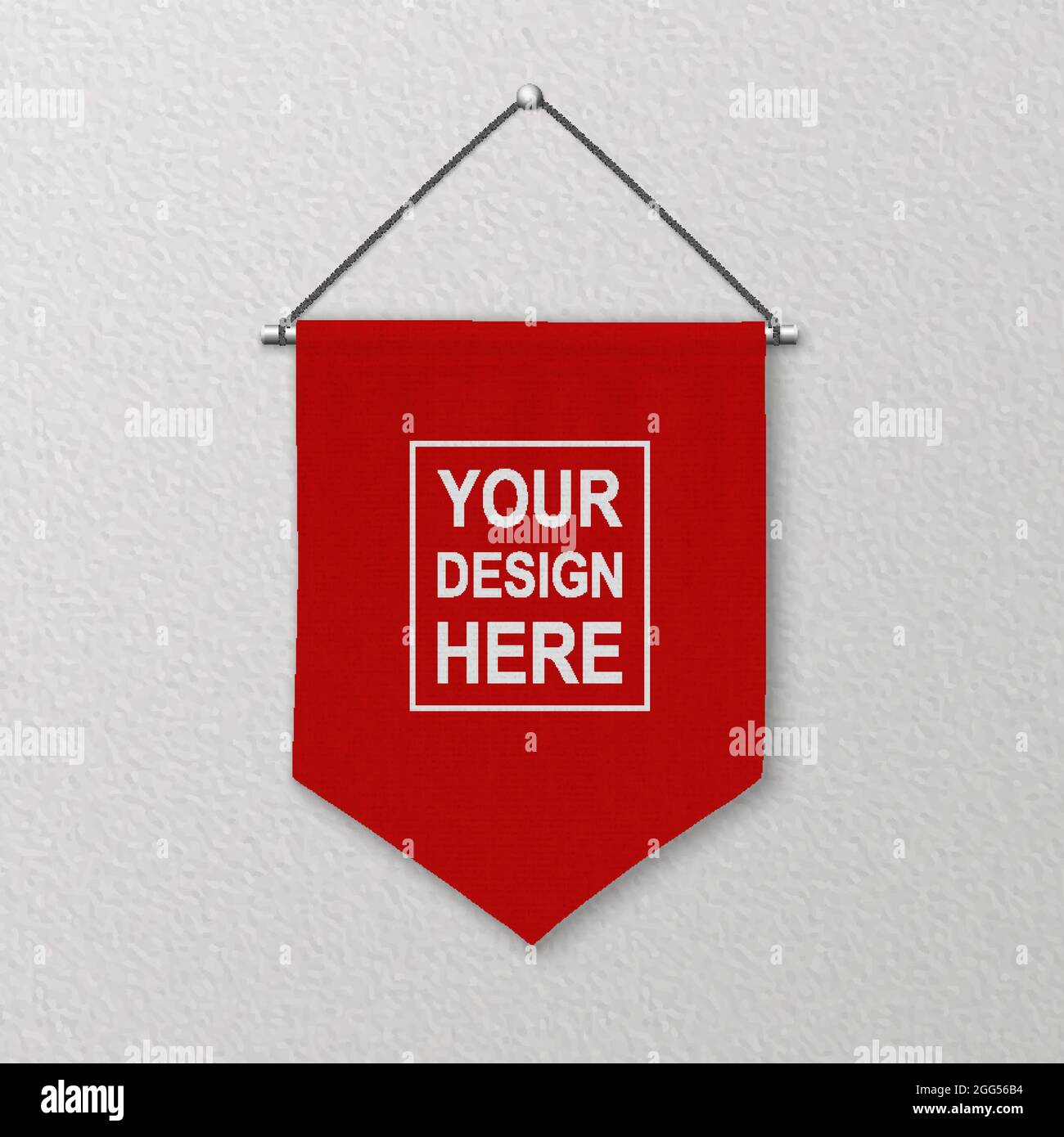 Vector 3d Realistic Blank Red Pennant Wall Hanging, Design Template ...