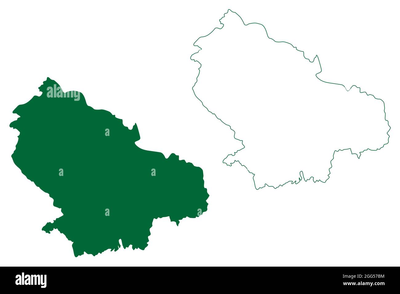 Udhampur district (Jammu and Kashmir union territory, Republic of India) map vector illustration ...