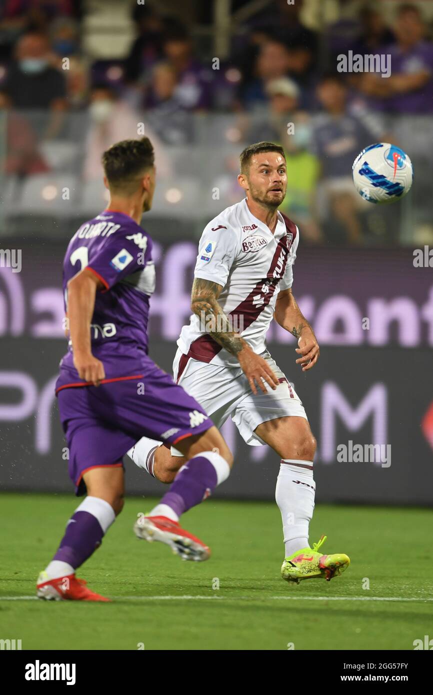 Karol Linetty (Torino)Lucas Martinez Quarta (Fiorentina) during the Italian "Serie A match ...