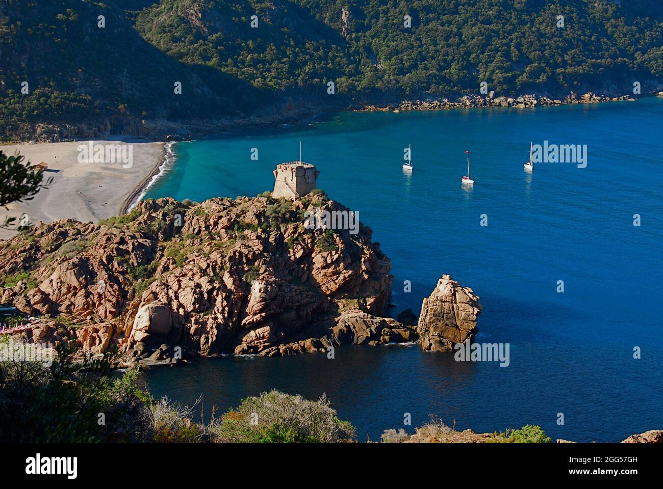 FRANCE. SOUTH CORSICA (2A) GENOVESE TOWER NEAR THE PORT OF PORTO Stock ...