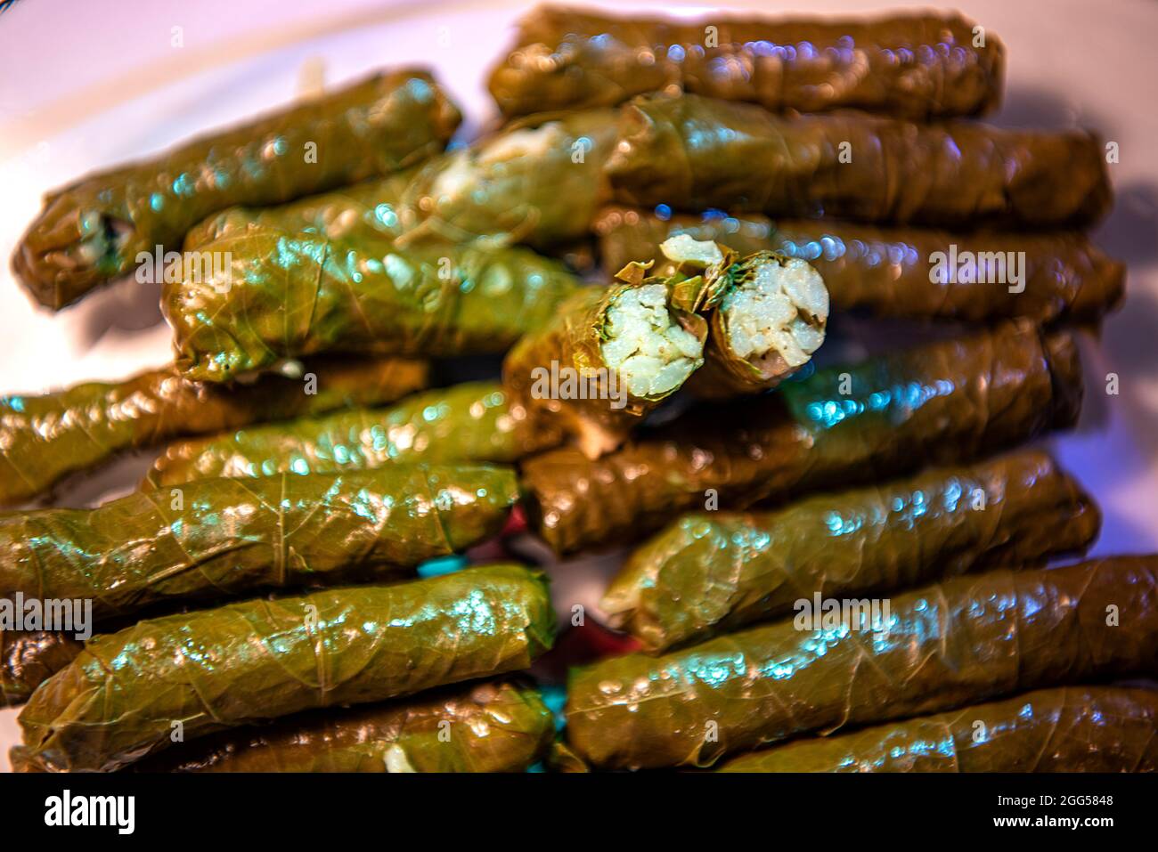 vine leaves cooked with olive oil Stock Photo - Alamy