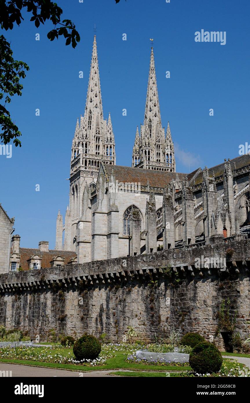 FRANCE. BRITTANY REGION. CITY OF QUIMPER. THE SAINT-CORENTIN CATHEDRAL ...