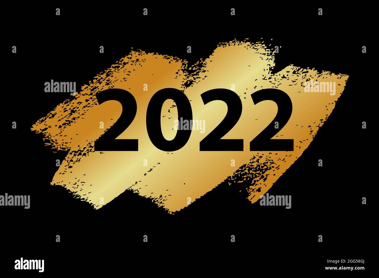 2022 vector text on gold textured. Gold 2022 on black background. Happy ...