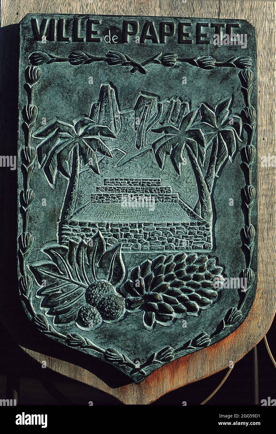 FRENCH POLYNESIA. SOCIETY ISLANDS. TAHITI. PAPEETE. SIGN Stock Photo ...
