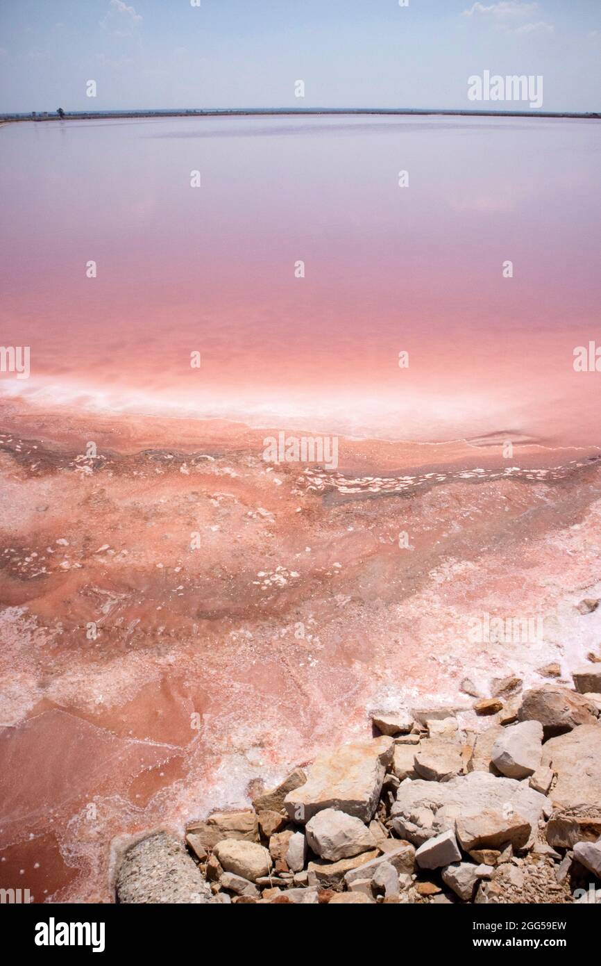 The salt color in salt water at Santa Margherita di Savoia Puglia Italy ...