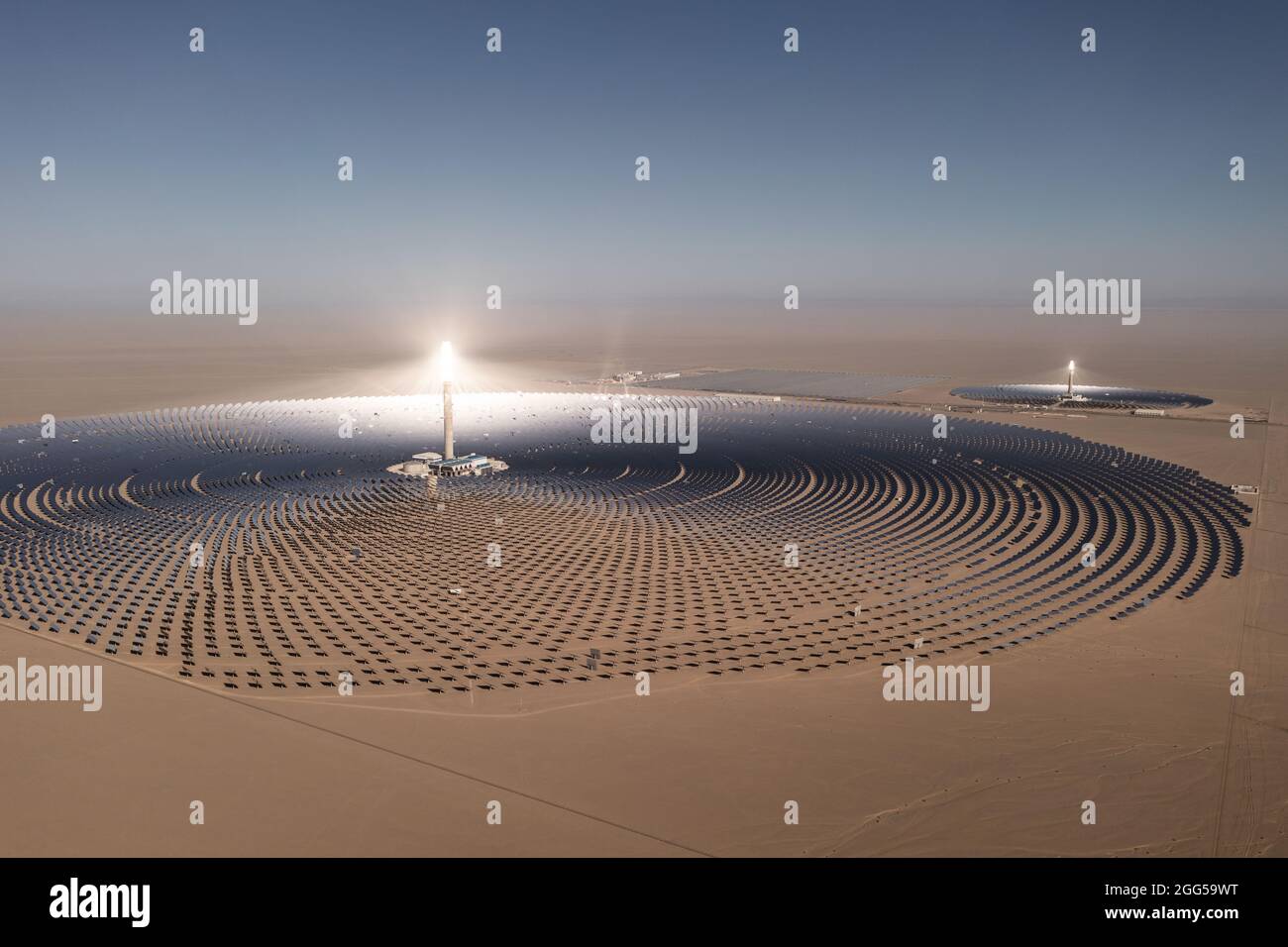 Photovoltaic power generation, solar Thermal Power Station. Shot in ...