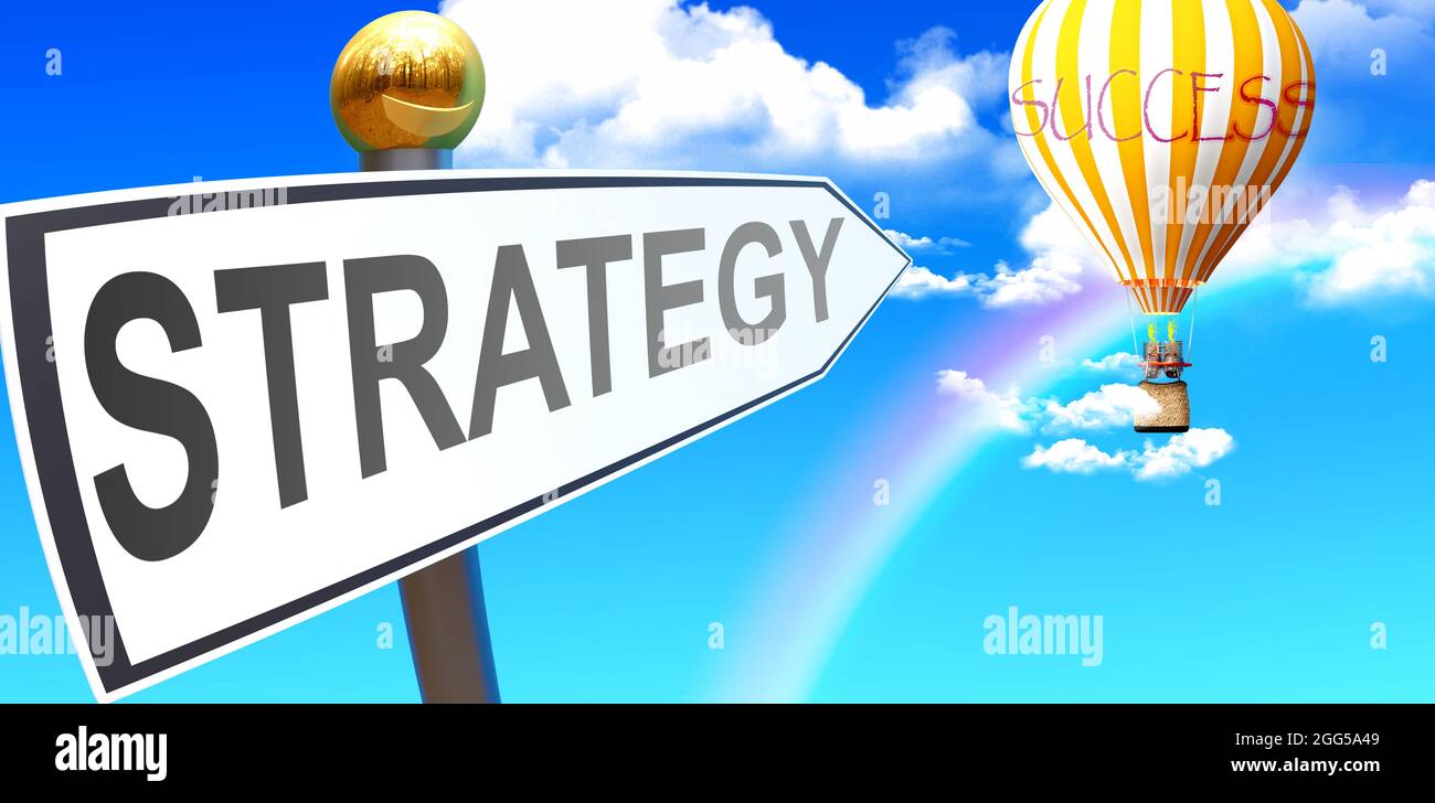 Strategy leads to success - shown as a sign with a phrase Strategy ...
