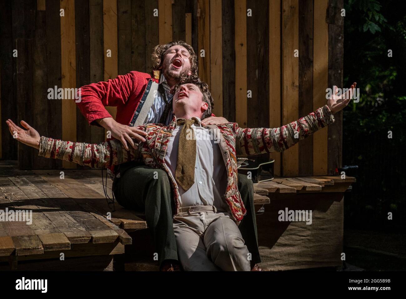 Actors Jonty Peach and Ben Simon performing in Romeo and Juliet. The ...