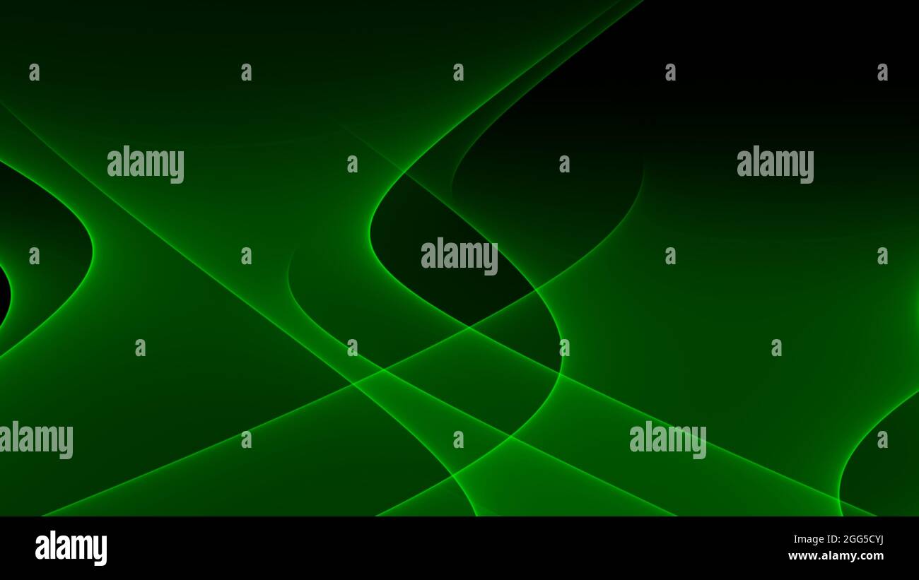 Abstract background 4k green light dark black waves and lines Stock ...