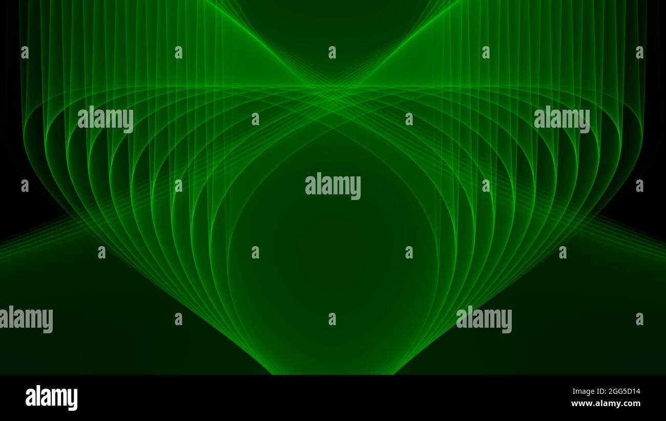 Abstract background 4k green light dark black waves and lines Stock ...